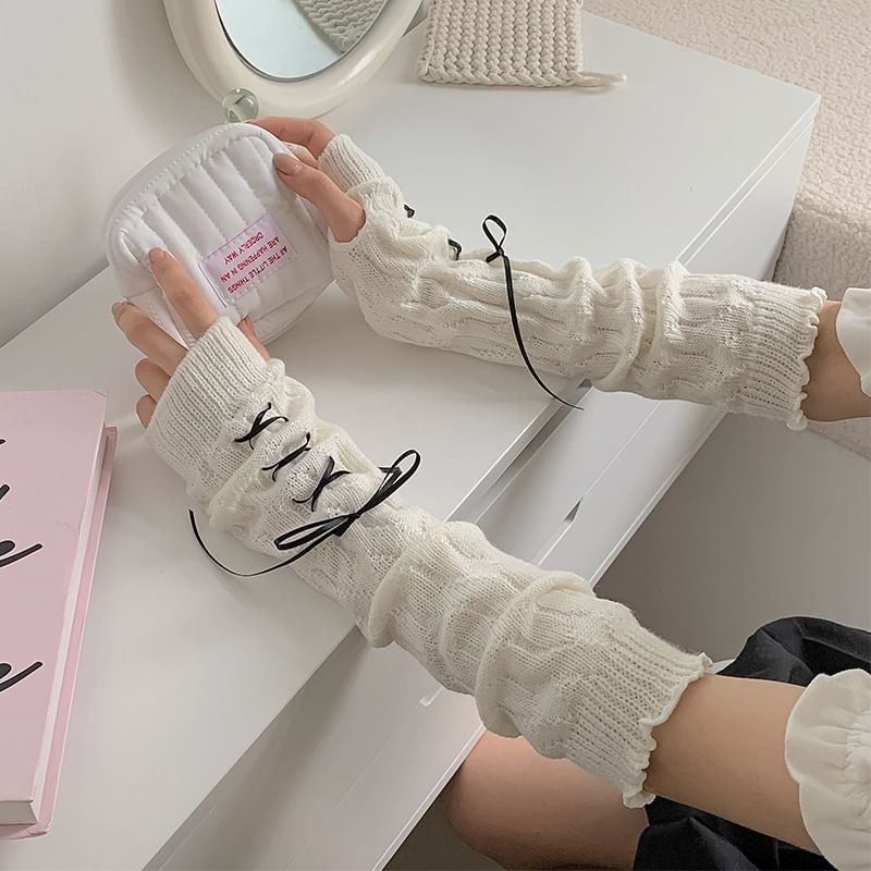 Ribbon Accent Knit Arm Sleeves – KawaiiMoriStore