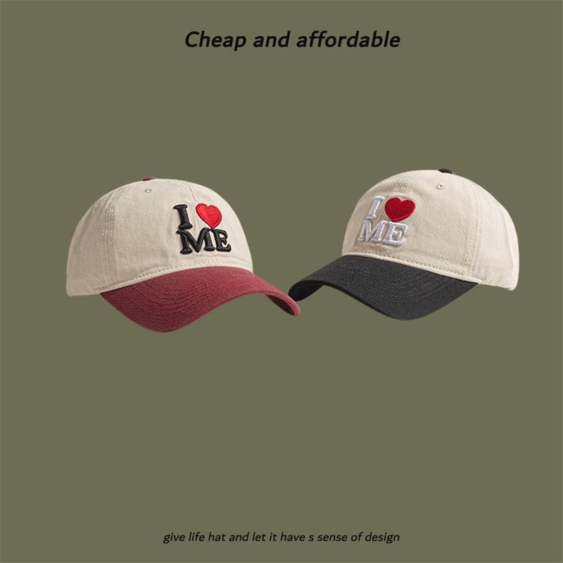 Heart Embroidered Two-Tone Cap – KawaiiMoriStore