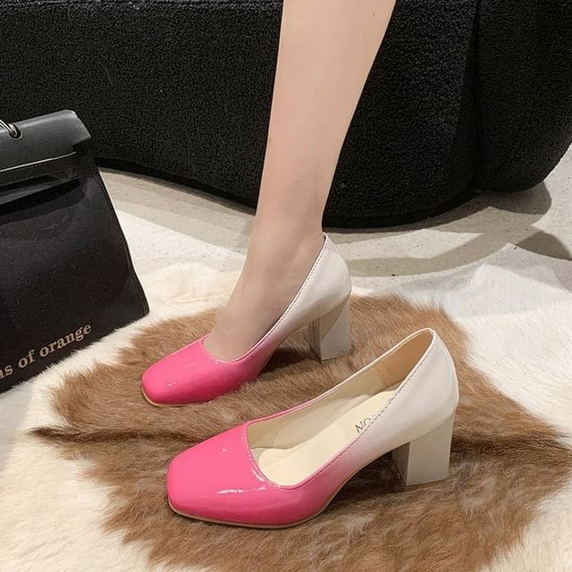 Block Heel Gradient Pumps – KawaiiMoriStore
