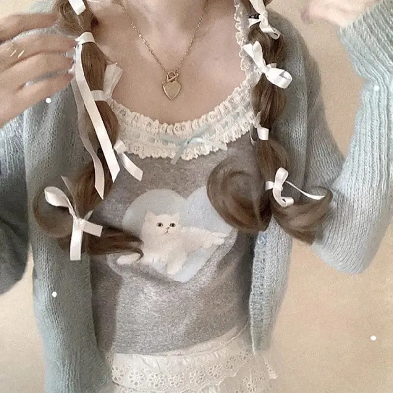 Cute Cat Pattern Crop Top – KawaiiMoriStore