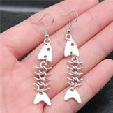 Fish Bone Drop Earrings – KawaiiMoriStore