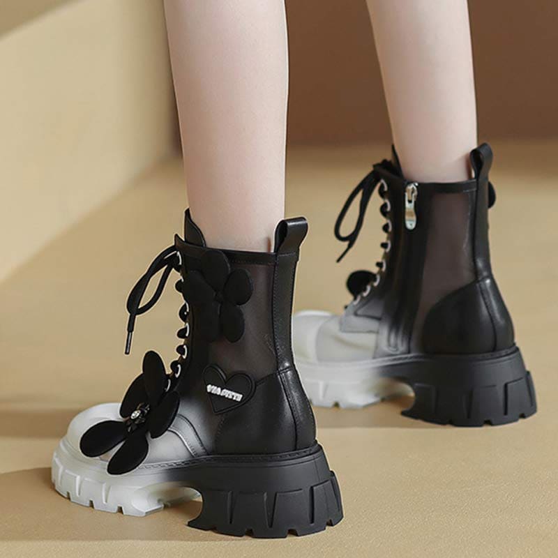 Gradient Color Floral Mesh Platform Boots – KawaiiMoriStore