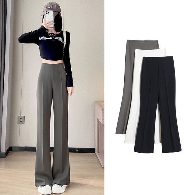 High Waist Plain Bootcut Dress Pants (Various Designs) – KawaiiMoriStore
