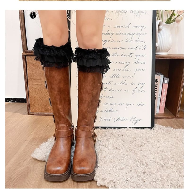 Lace Trim Cable Knit Leg Warmers – KawaiiMoriStore