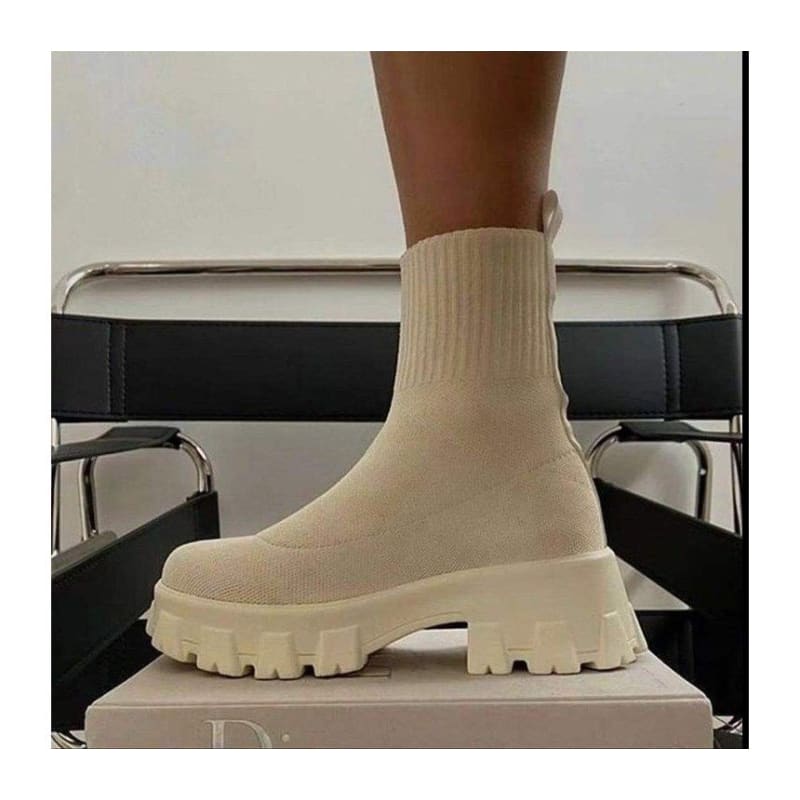 Platform Chunky Heel Sock Boots – KawaiiMoriStore