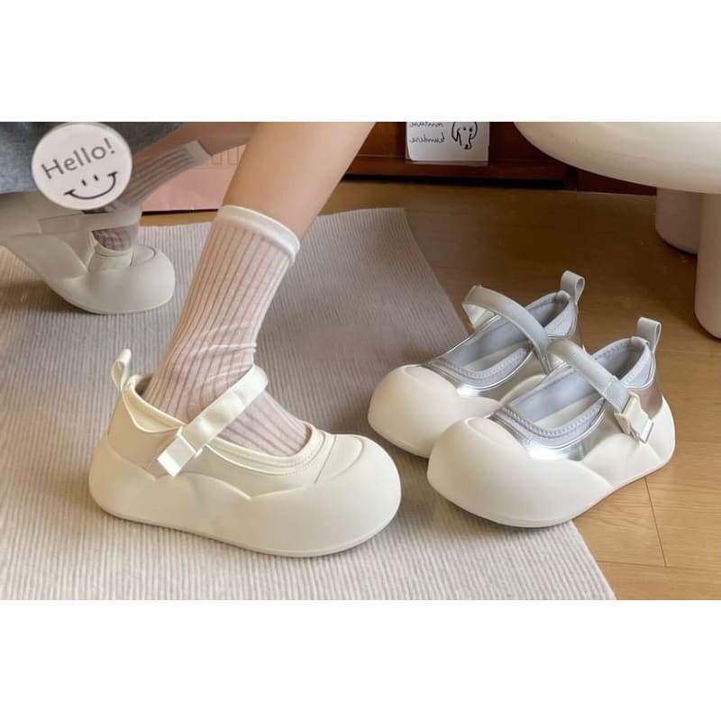 Platform Faux Leather Panel Mary Jane Shoes – KawaiiMoriStore