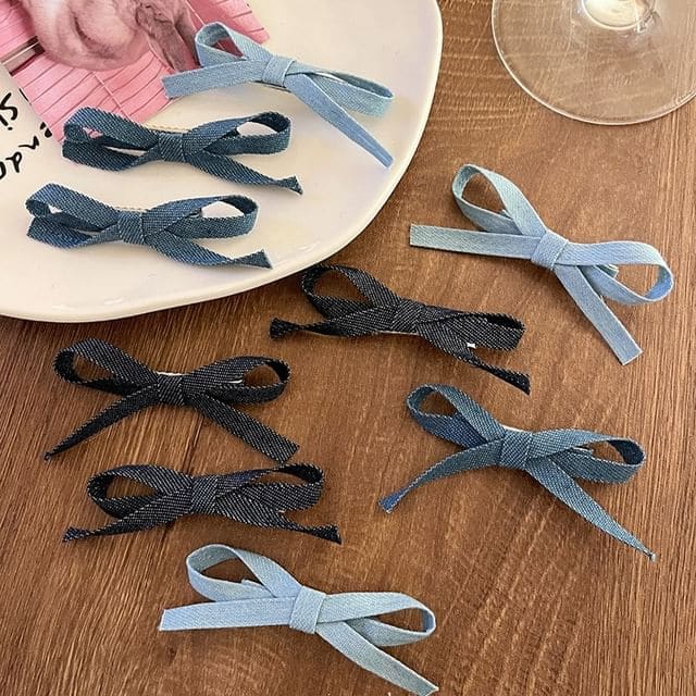 Set of 3: Bow Denim Hair Clip – KawaiiMoriStore