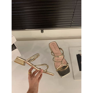 Square-Toe Low Heel Strappy Sandals – KawaiiMoriStore