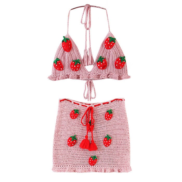 Strawberry Crochet Top and Skirt Set – KawaiiMoriStore