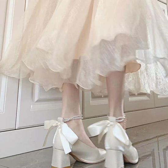 Dance On The Bow Mary Jane Shoes - Lovesickdoe – KawaiiMoriStore
