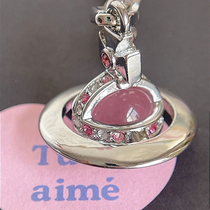 Pink Saturn Pendant Necklace - Lovesickdoe – KawaiiMoriStore
