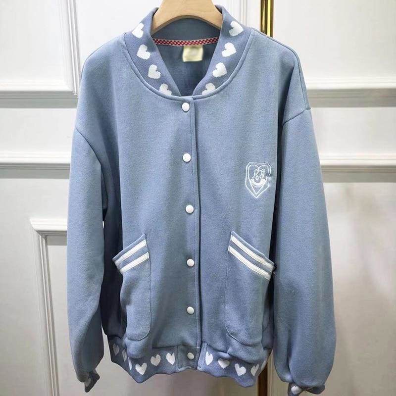 Soft Girl Baseball Jacket Pastel Kawaii Aesthetic – KawaiiMoriStore