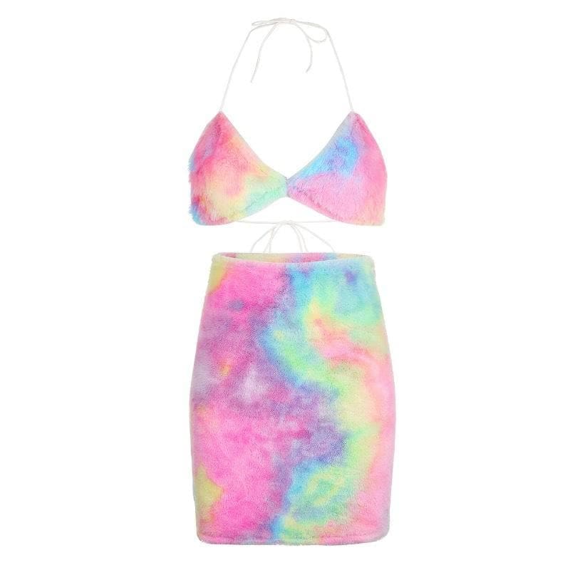 Sweet Rainbow Fluffy Lingerie Skirt Set MK14443 – KawaiiMoriStore
